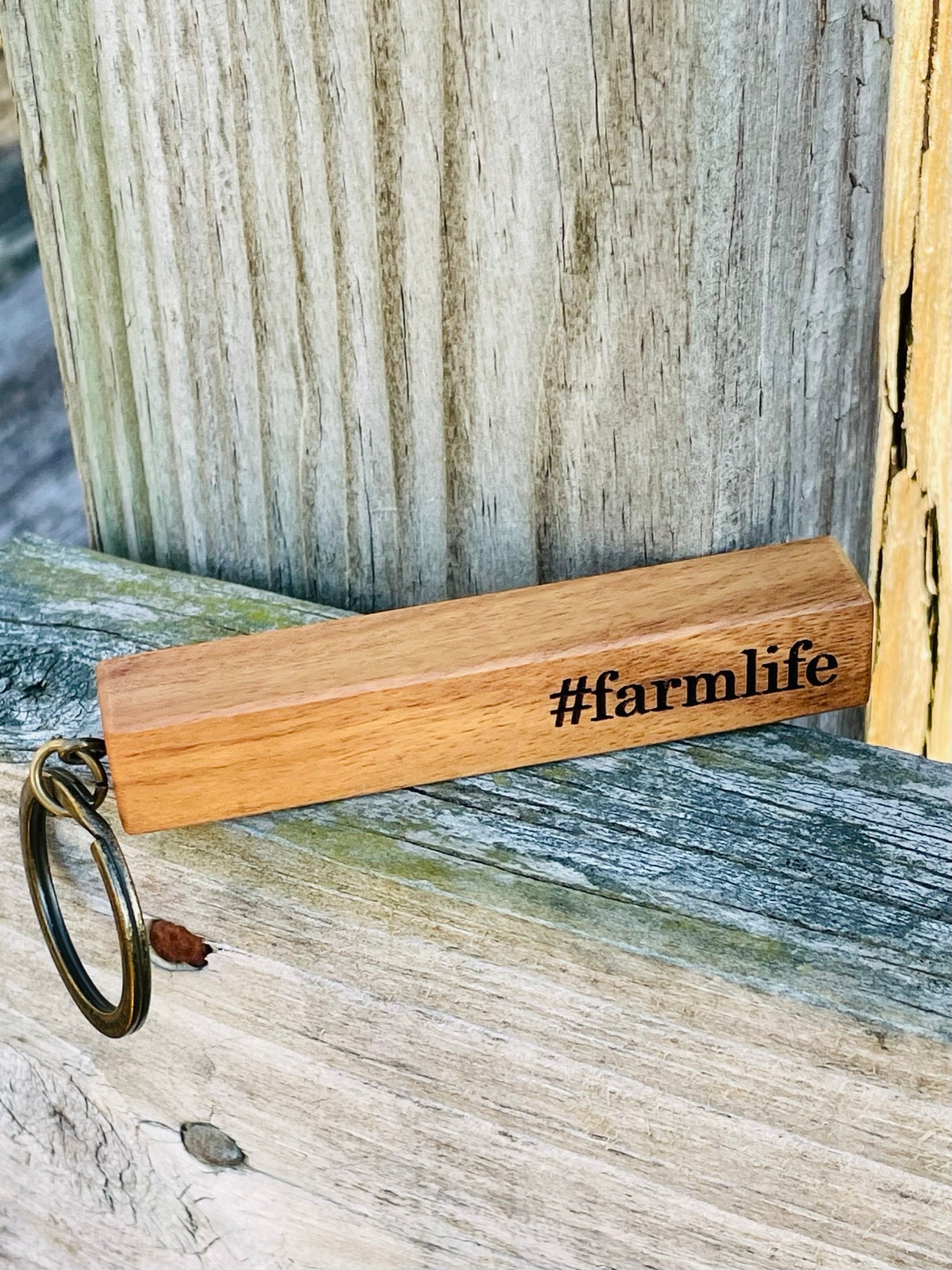 Work in Acres, not hours Wooden Keychain | Farm Merch Bin